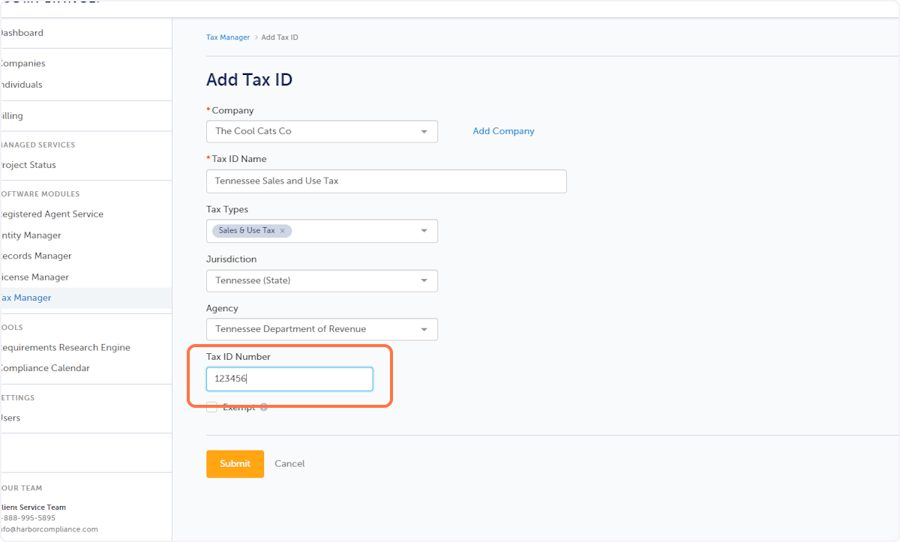 How to add a Tax Registration